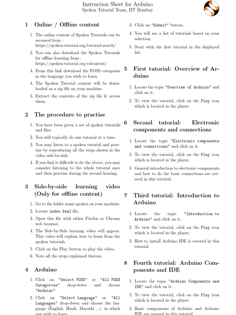 Arduino Instruction Sheet English | PDF | Arduino | Computer File