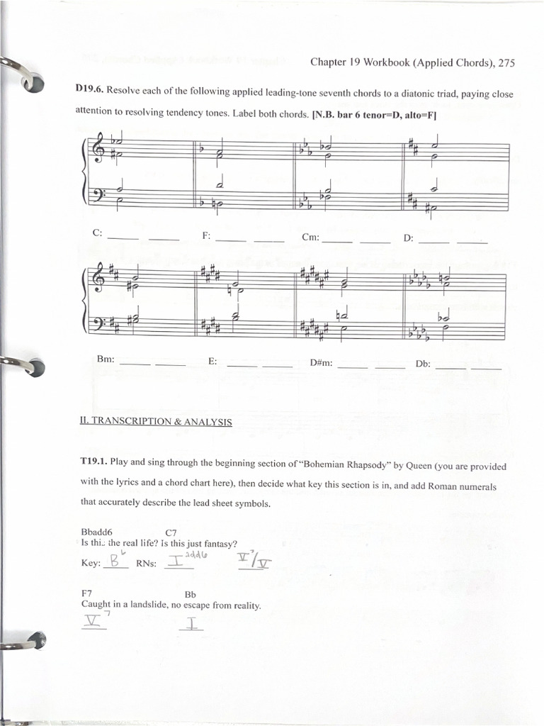 Chapter 19 Workbook (Applied Chords), 275 | PDF