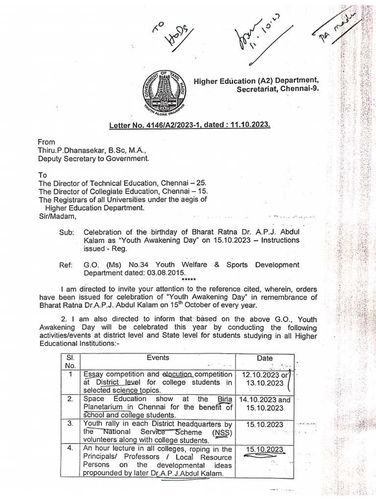 College Circular for students | PDF