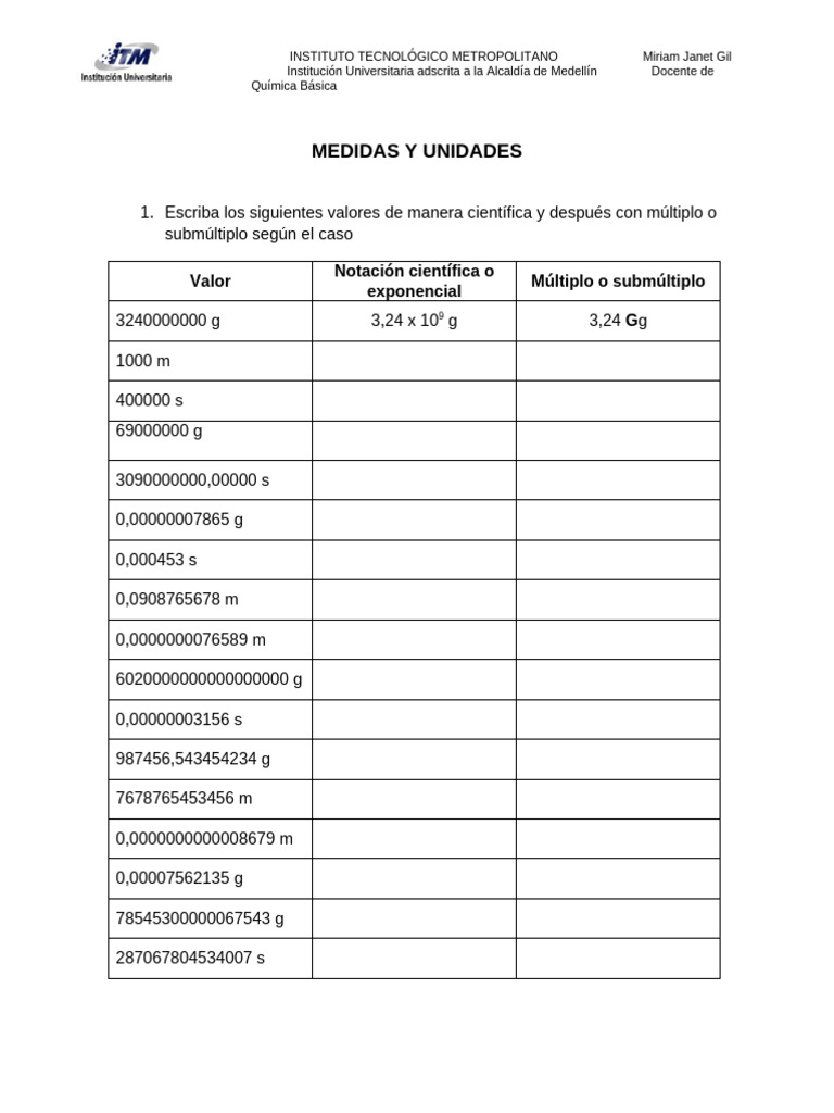 Medidas y Unidades en Química Básica | PDF