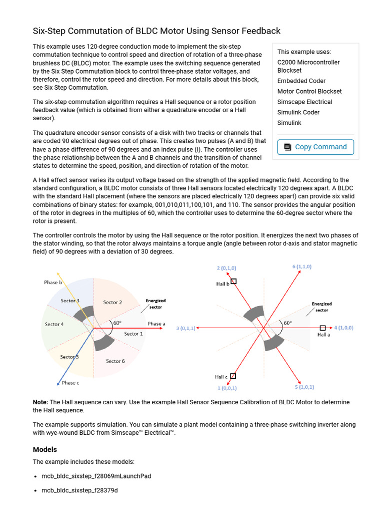 Six-Step Commutation of BLDC Motor Using Sensor Feedback - MATLAB ...