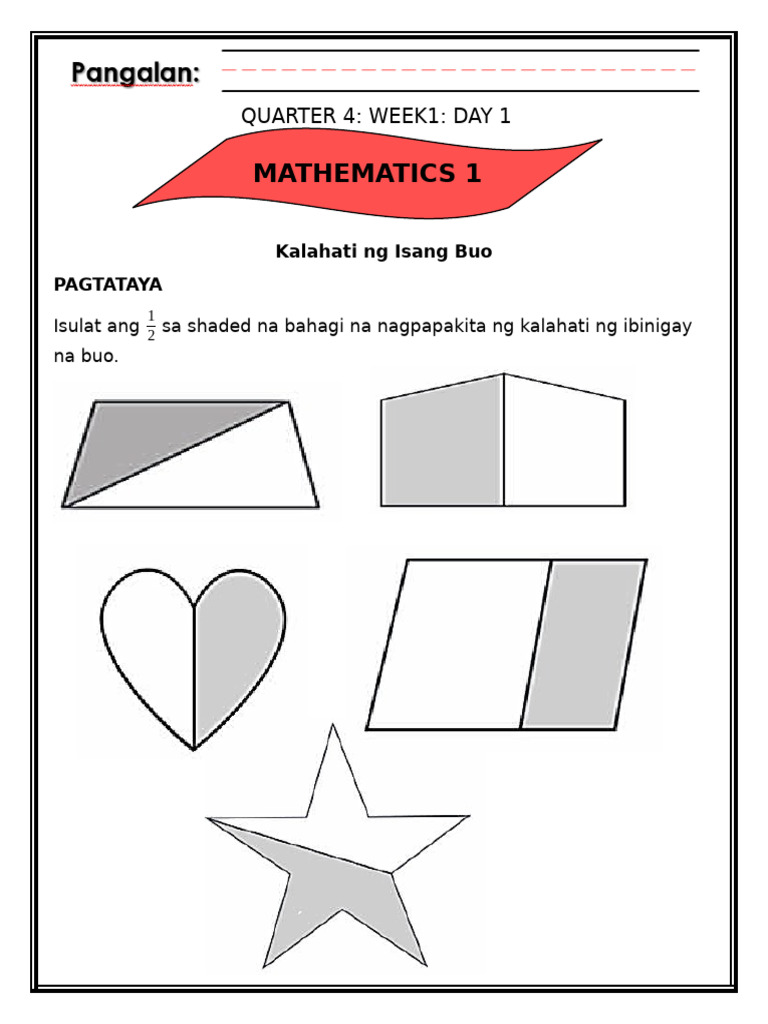 Worksheet Math1 Q4 Week1 | PDF