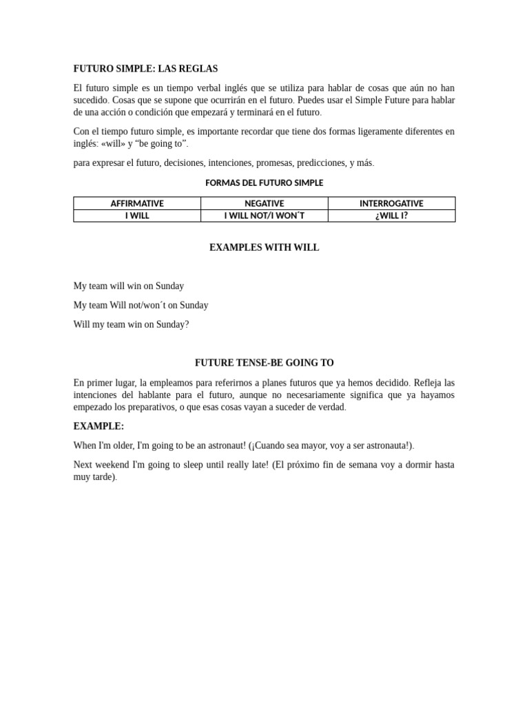 FUTURO SIMPLE | PDF