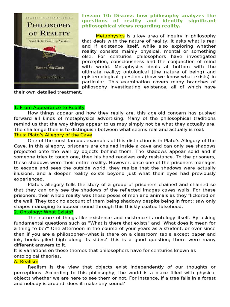 Lesson-10-Philo | PDF | Reality | Pragmatism