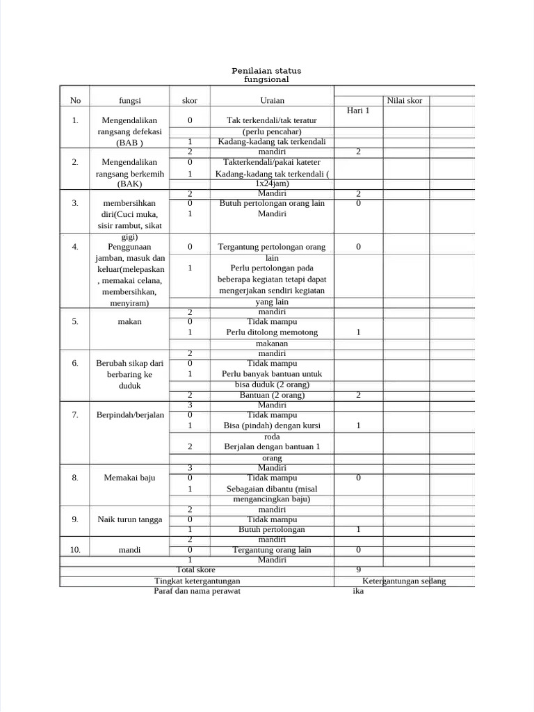 Penilaian Status Fungsional Pasien | PDF