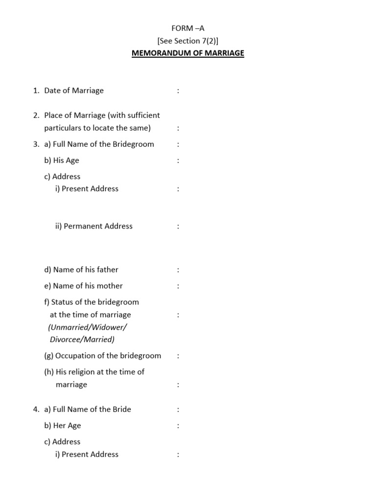 Marriage Form | PDF