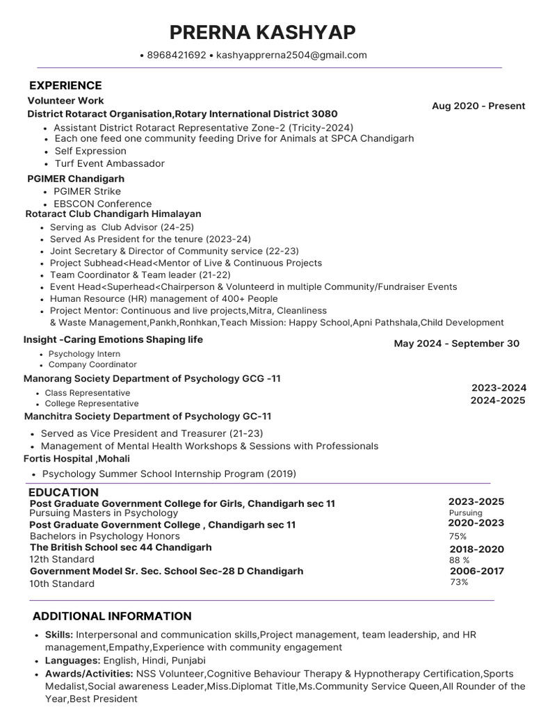 Prerna Kashyap Resume - 20250227 - 151754 - 0000 | PDF | Clubs And Societies | Non Profit ...