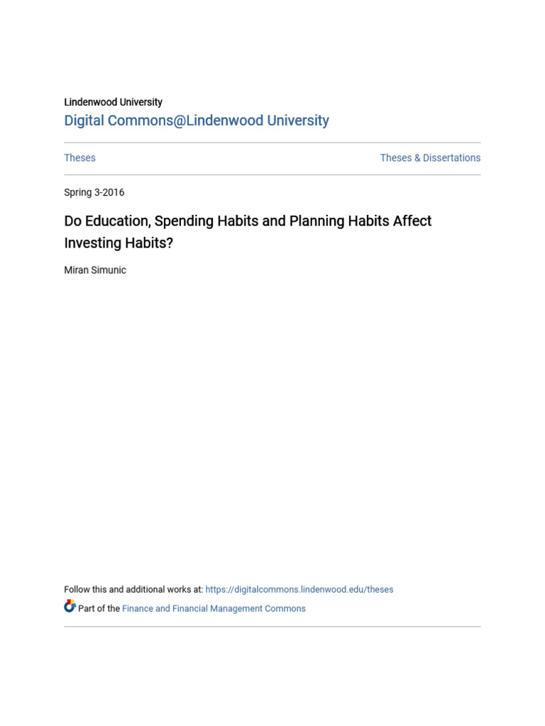 Do Education Spending Habits and Planning Habits Affect Investin | PDF ...