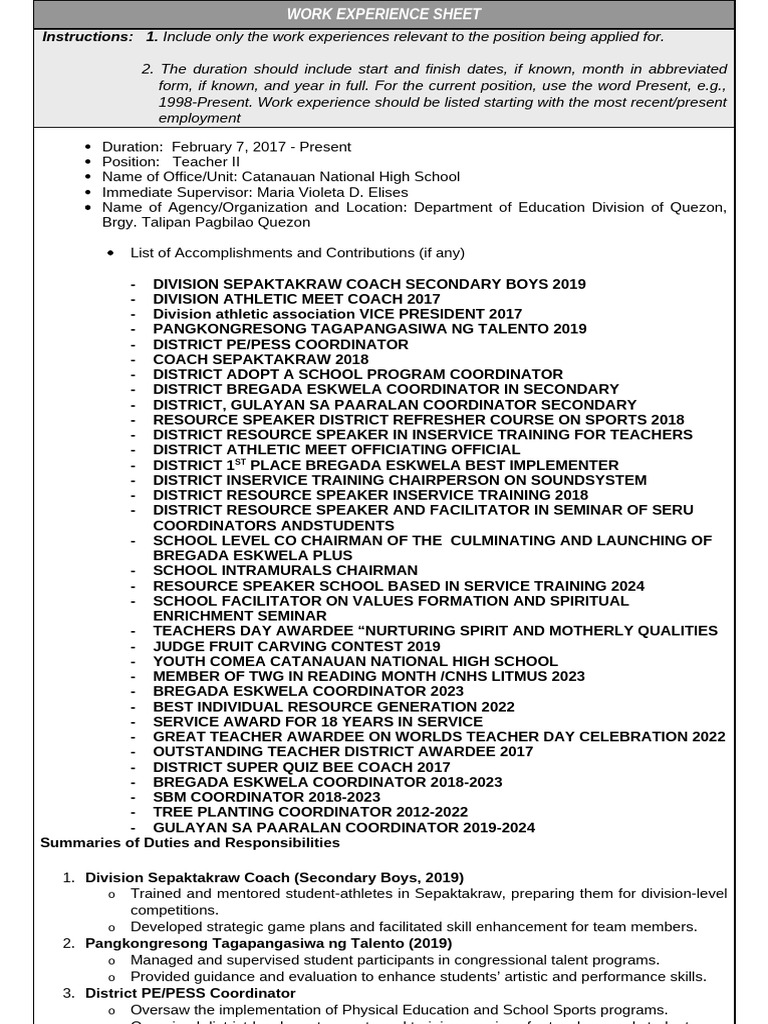 Work Experience Sheet Cmd | PDF | Learning