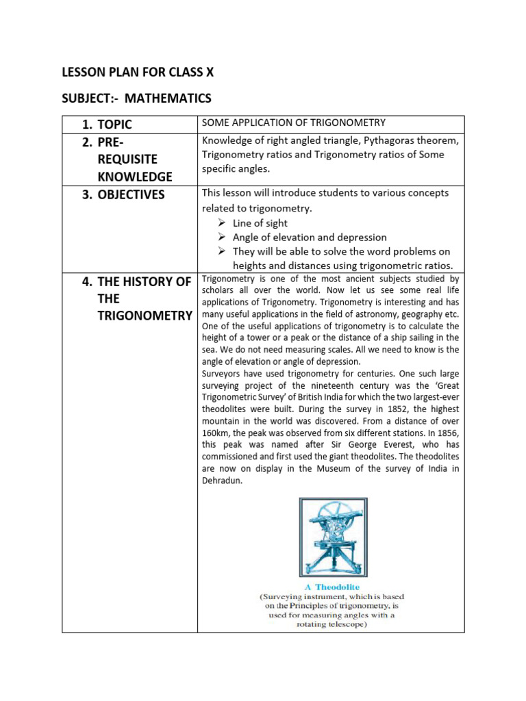 Trigonometry Applications in Heights | PDF | Trigonometry | Surveying