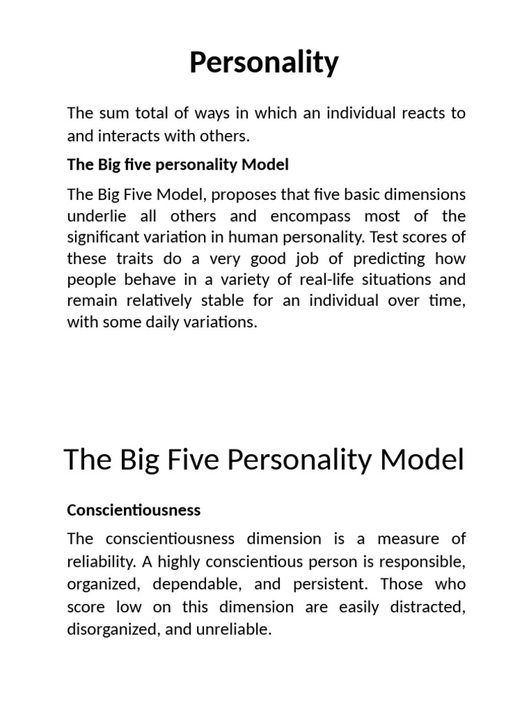 Personality Slide 4 | PDF | Extraversion And Introversion | Behavioural Sciences
