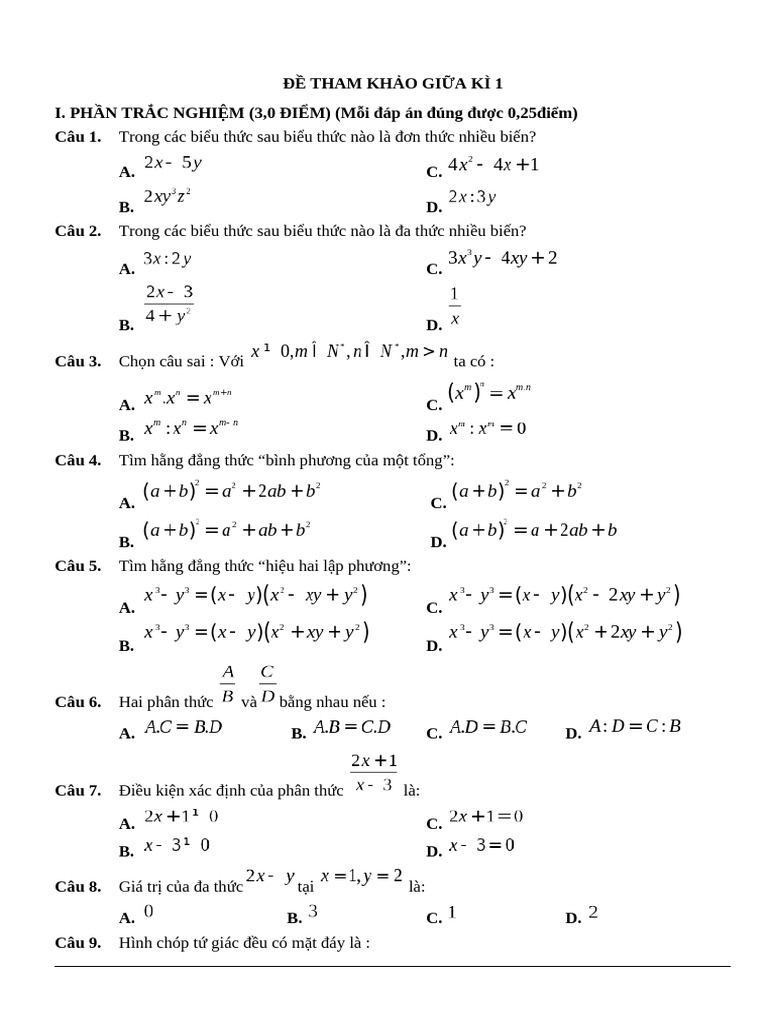 De tham khao GK1_Toan 8_đề 12 | PDF