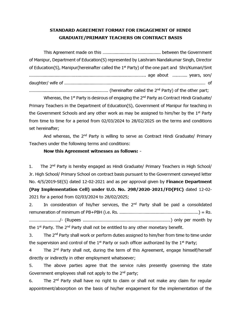 Standard Agreement Format For HGT HPT | PDF | Business | Business Law