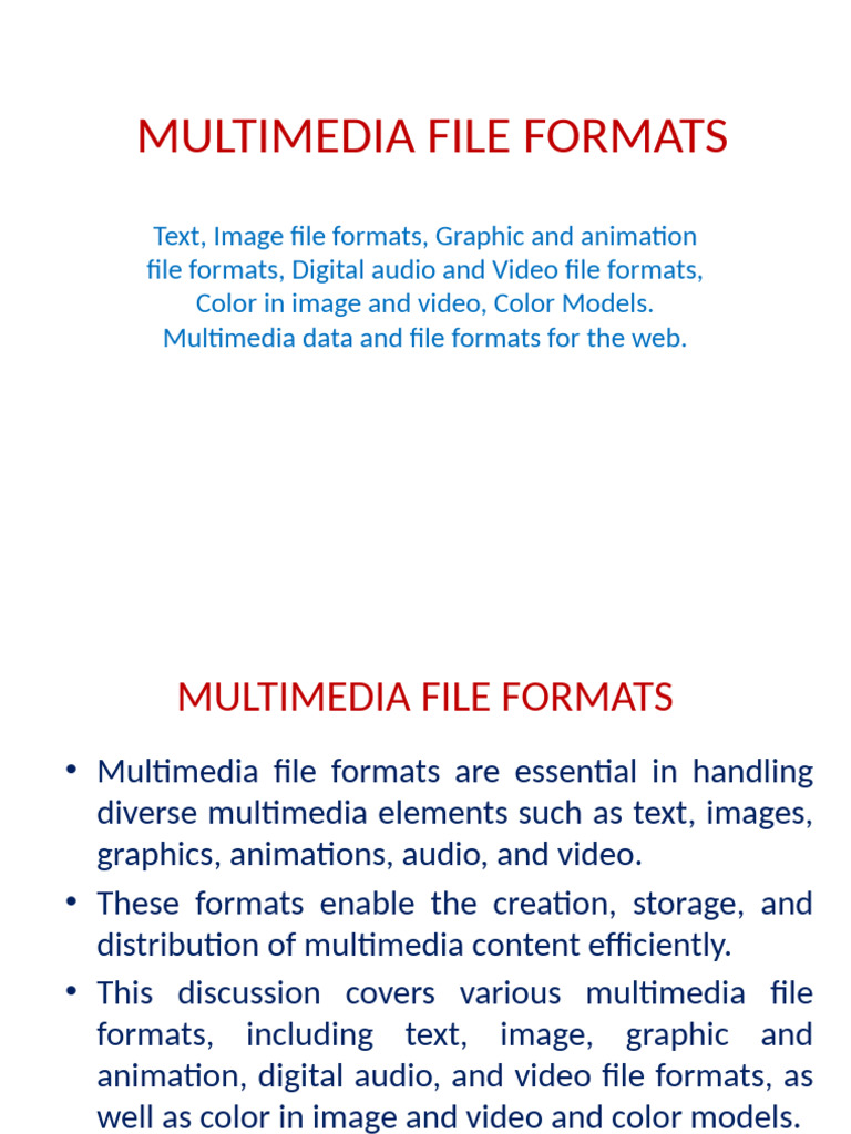 Multimedia and Animations Unit 2 | PDF | Data Compression | File Format