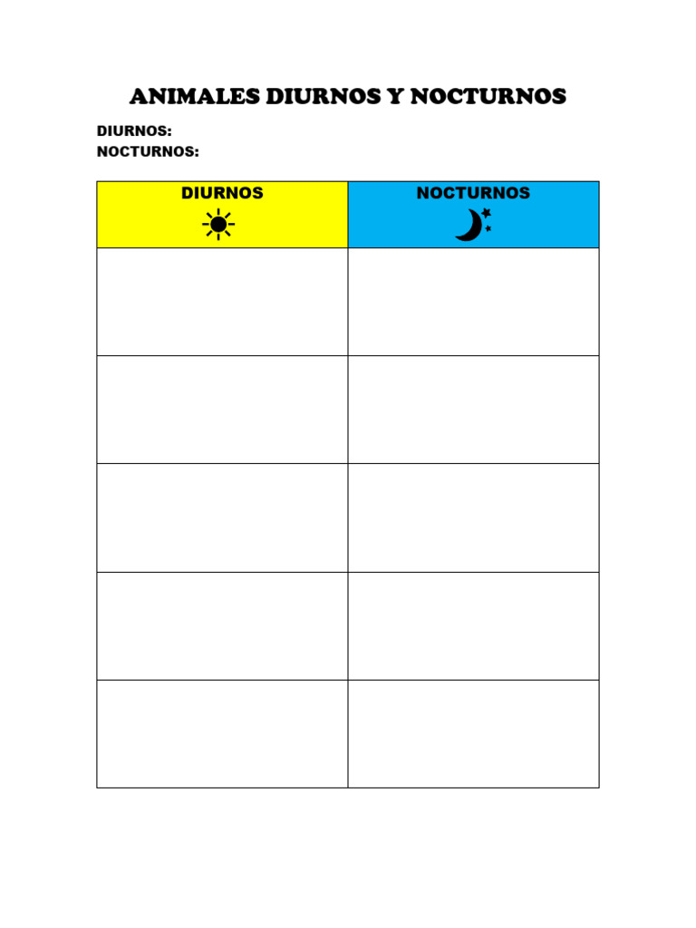 Animales Diurnos y Nocturnos | PDF