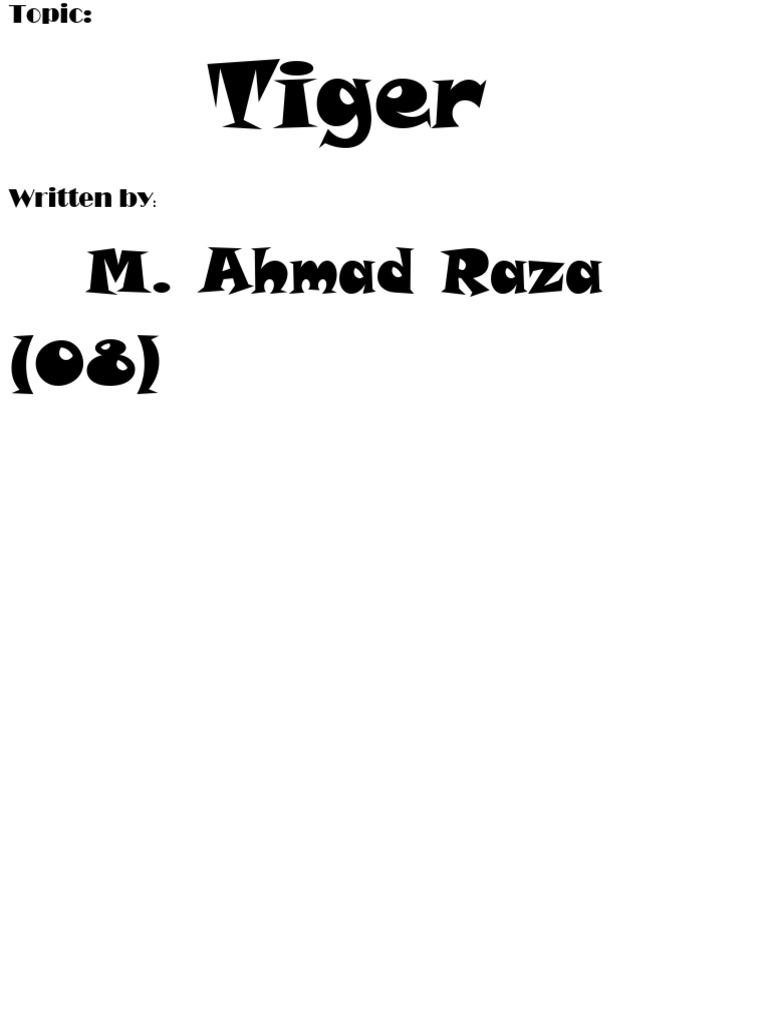My Favorite Animal: The Tiger | PDF | Tiger | Lion