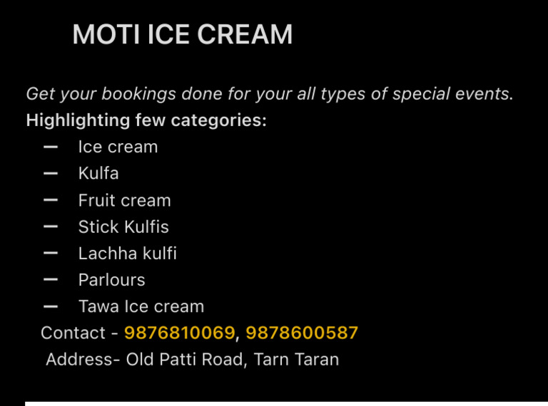 Moti Ice Cream | PDF