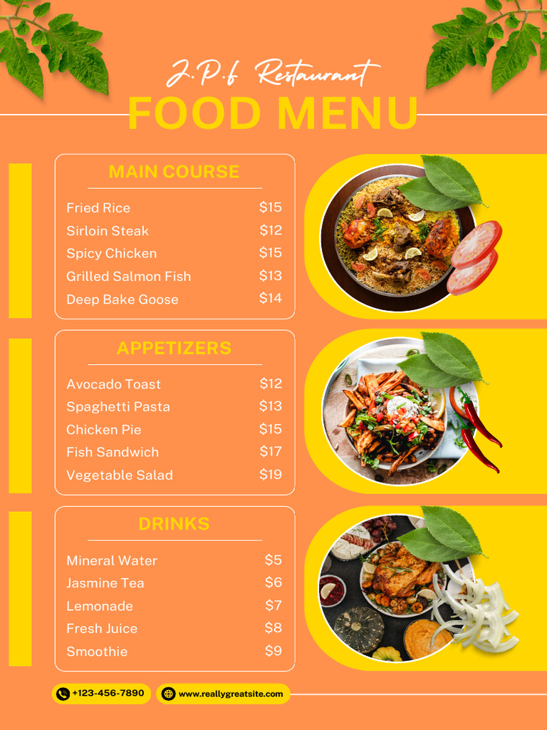 Yellow and Black Restaurant Food Menu - 20250206 - 152643 - 0000 | PDF