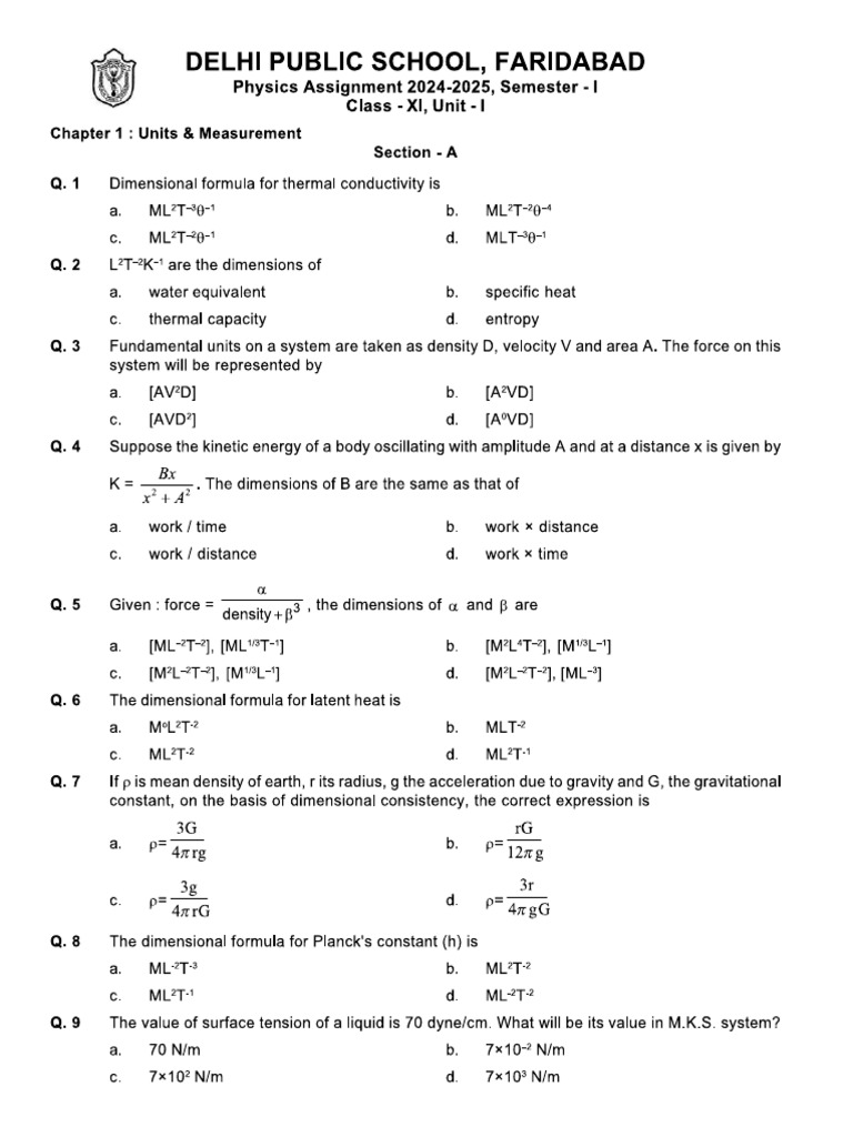 Units and Dimnsion Assigment DPS | PDF