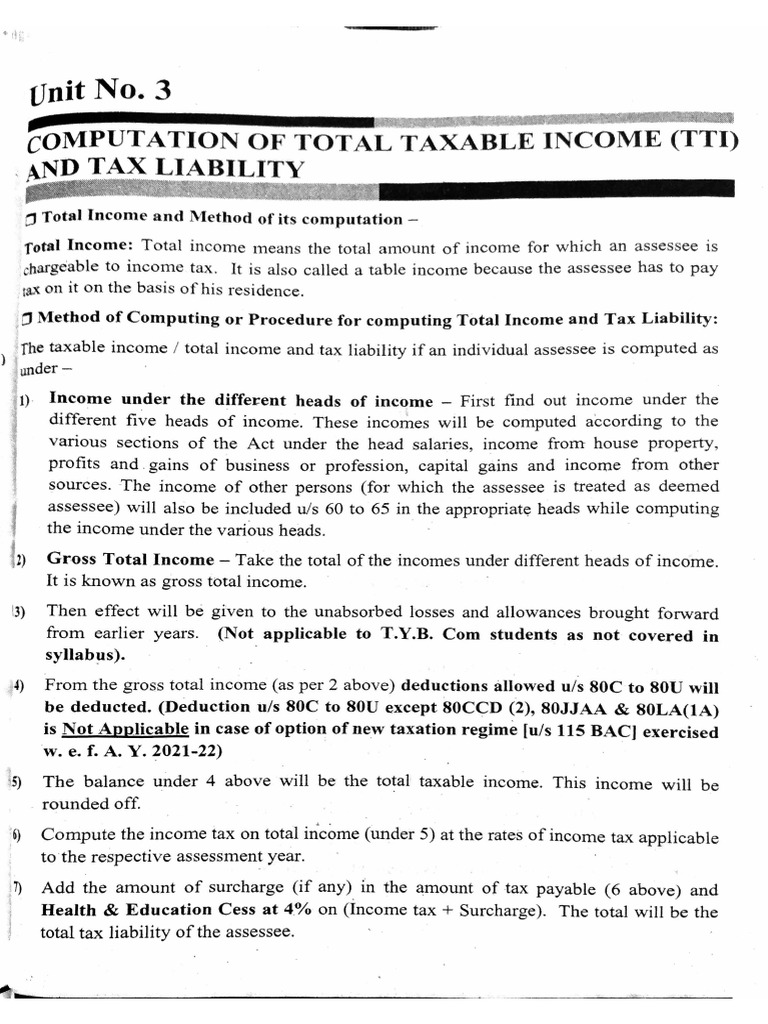 3. Computation of Total Taxable Income (Tti) and Tax Liability | PDF
