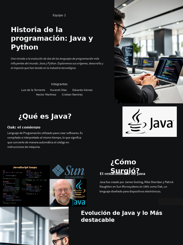 Historia y Evolución de Java y Python | PDF | Java (lenguaje de ...