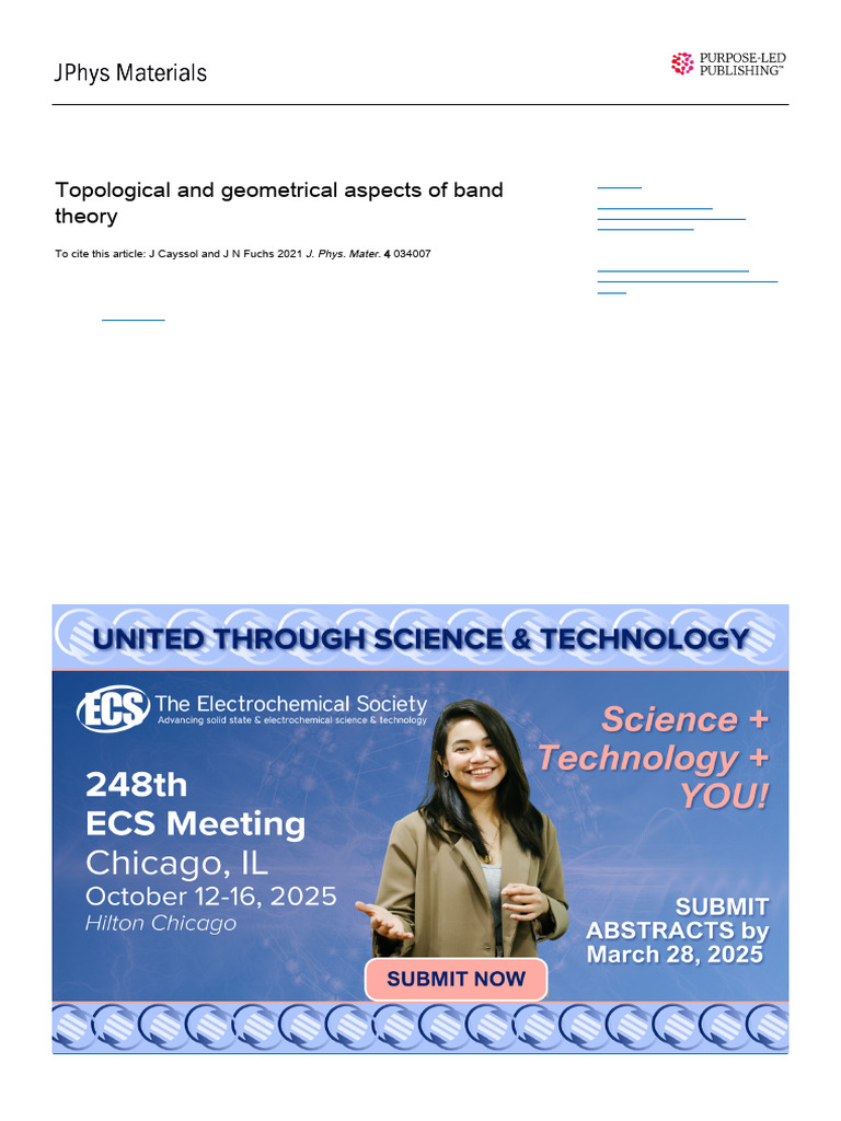 Topological Band Theory Insights | PDF | Gauge Theory | Electronic Band ...