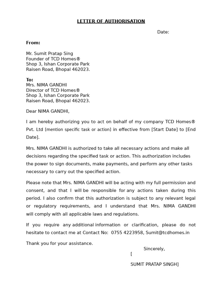 Letter of Authorisation | PDF