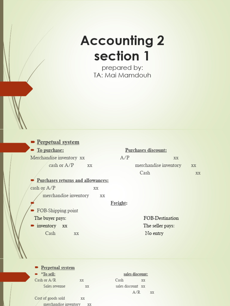 Accounting 2 Section 1 English Section | PDF | Cost Of Goods Sold ...