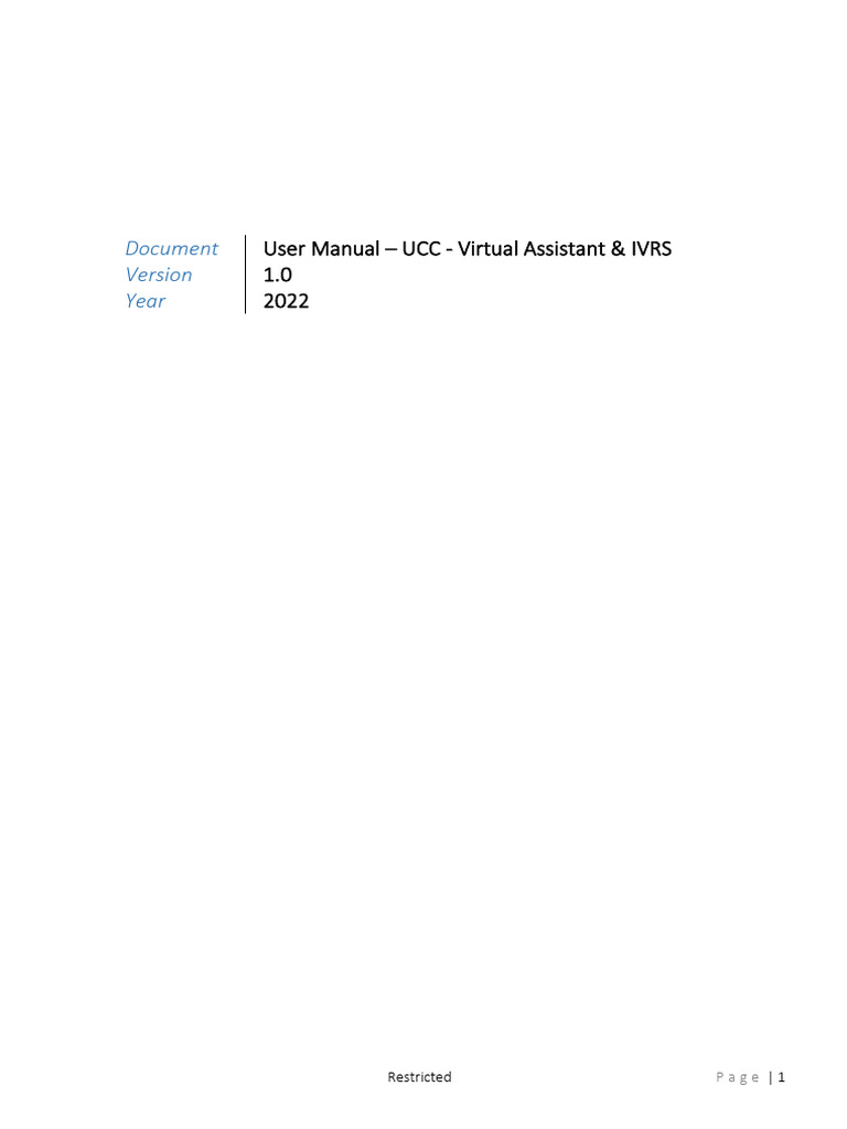 FIU_FINNet2.0_User_Manual_UCC_Virtual_Assistant_IVRS_v_1.0 (1) | PDF ...