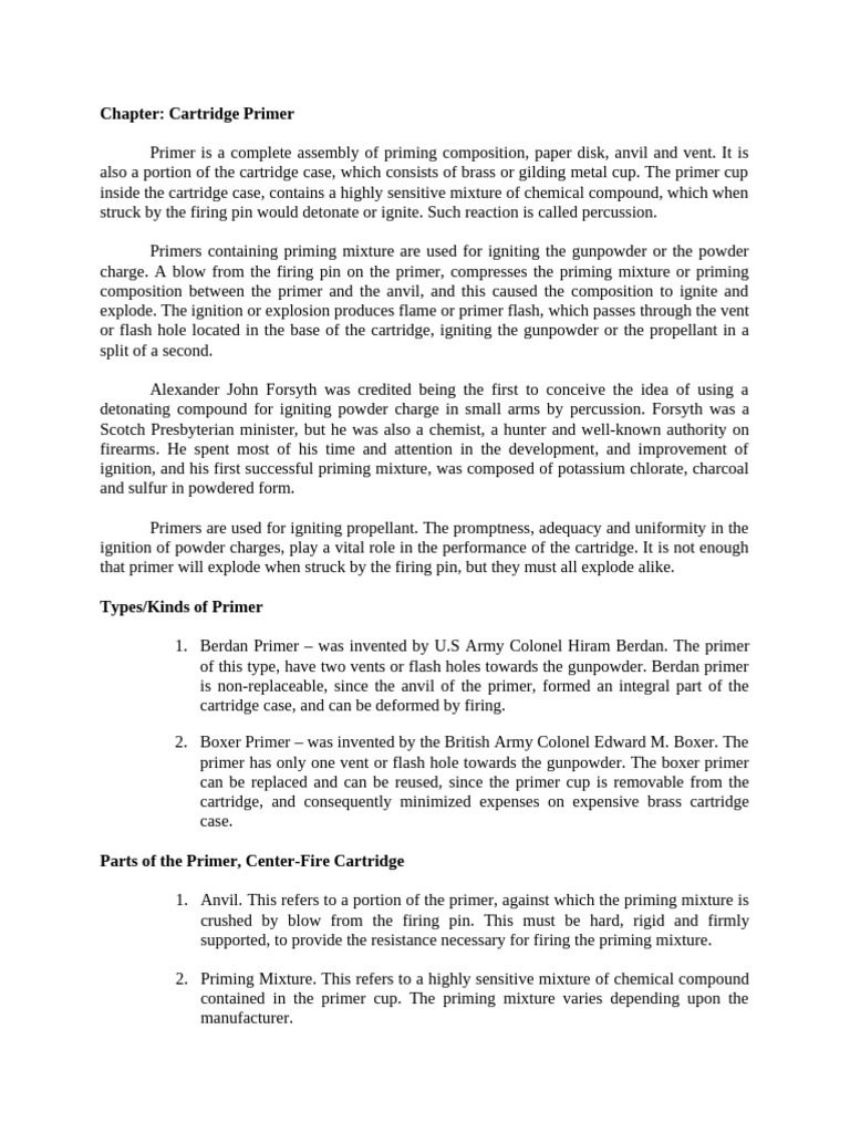 Chapter 5 Cartridge Primer | PDF | Cartridge (Firearms) | Ammunition