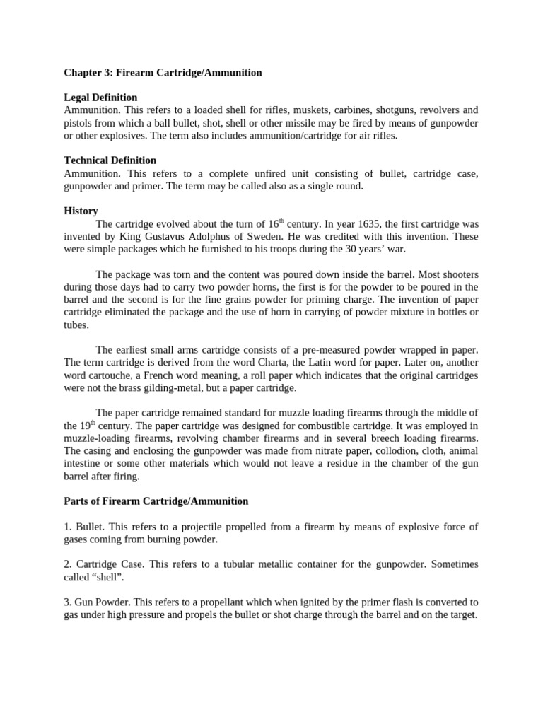 Chapter-3-Ammunition | PDF | Cartridge (Firearms) | Caliber