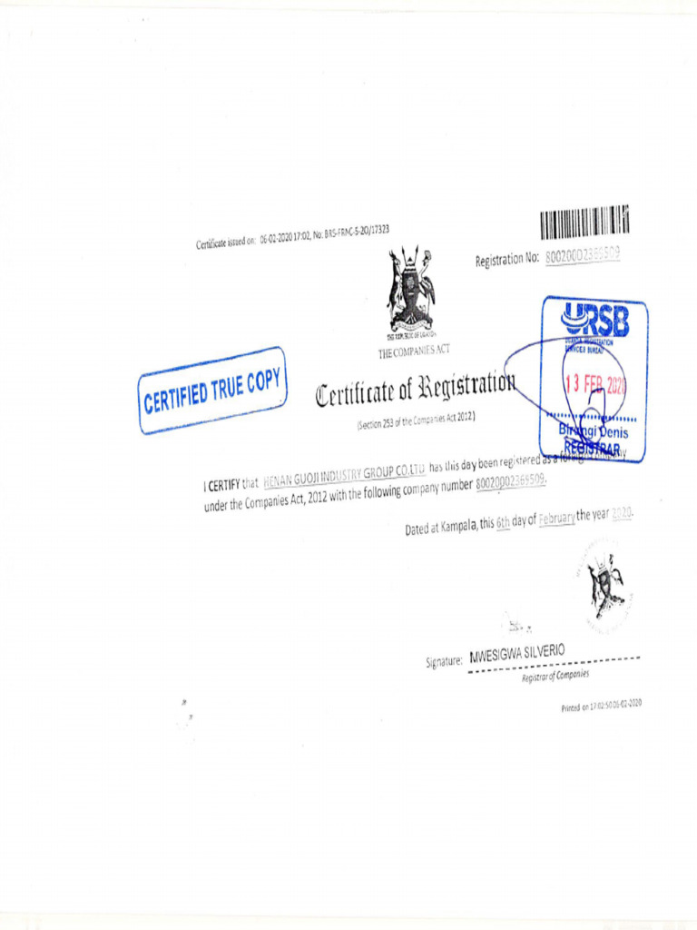 Certificate of Registration | PDF