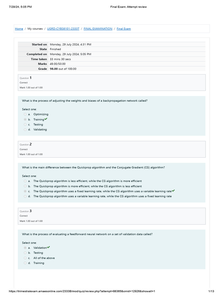 Final Exam_ Attempt review ai 2333 | PDF | Applied Mathematics | Computational Science