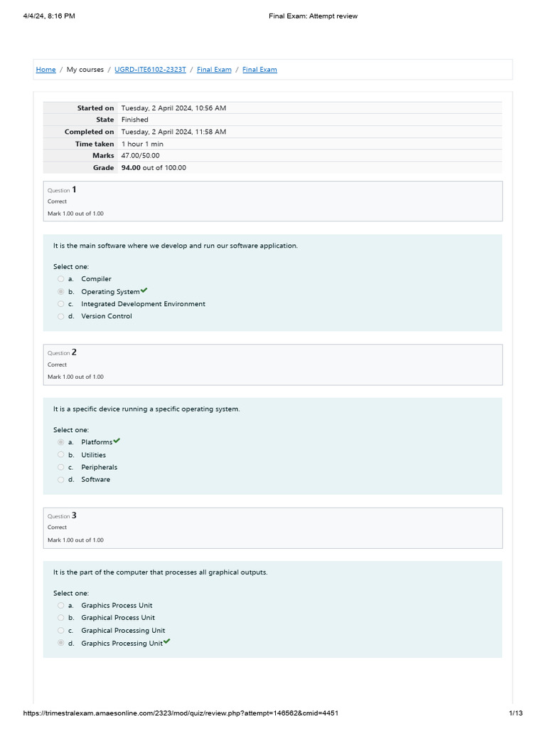 Final Exam_ Attempt review comprog | PDF | Variable (Computer Science) | Function (Mathematics)