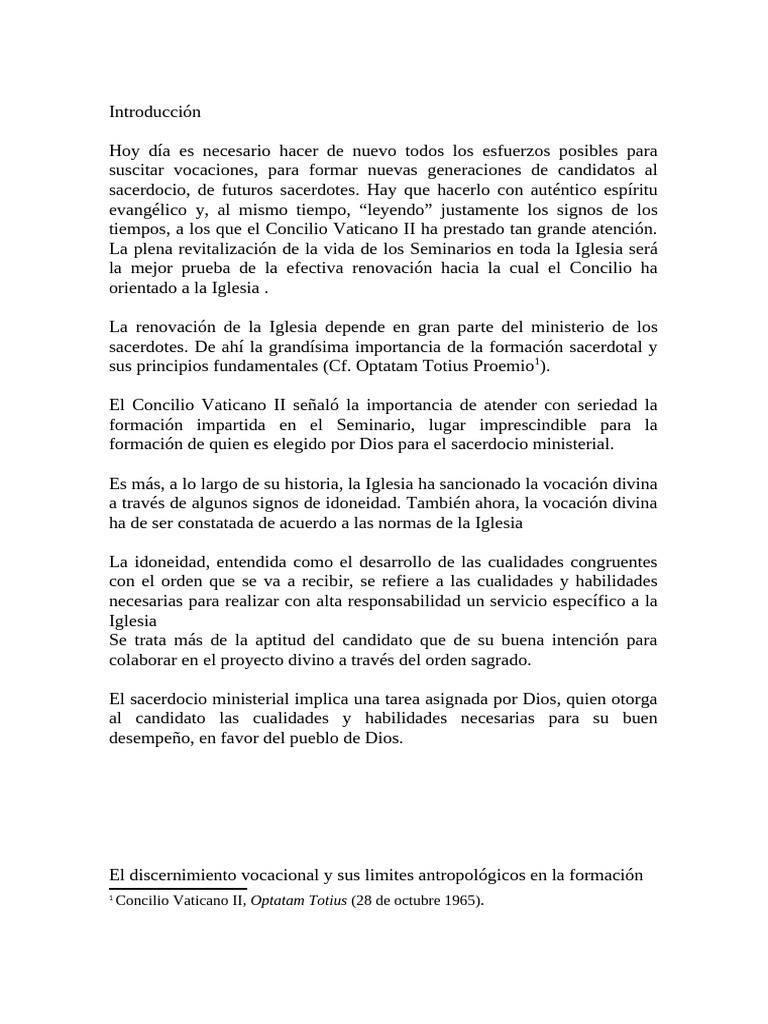 El Discernimiento Vocacional y Sus Limites Antropo | PDF | Sacerdote ...