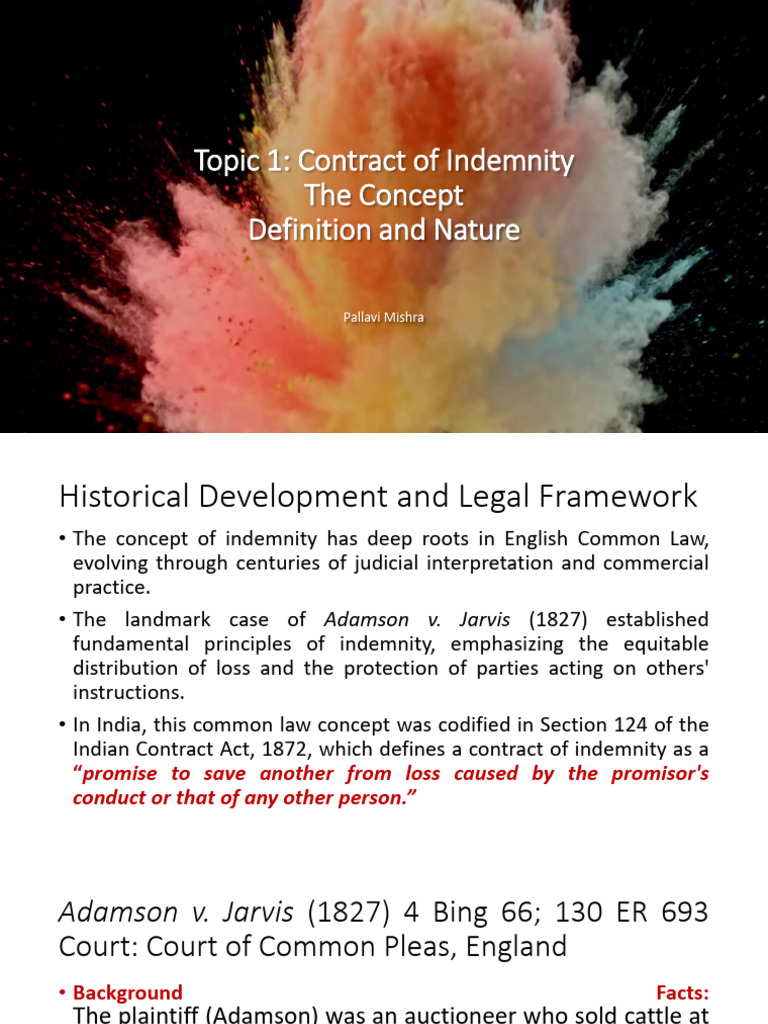 Indemnity Contracts: Legal Framework | PDF | Indemnity | Insurance