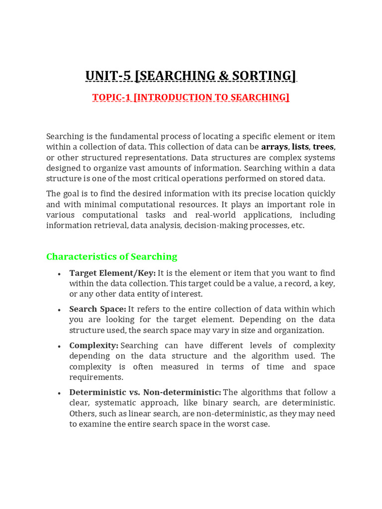 Unit-5 Searching & Sorting Techniques Not Completed | PDF | Time Complexity | Computer Science