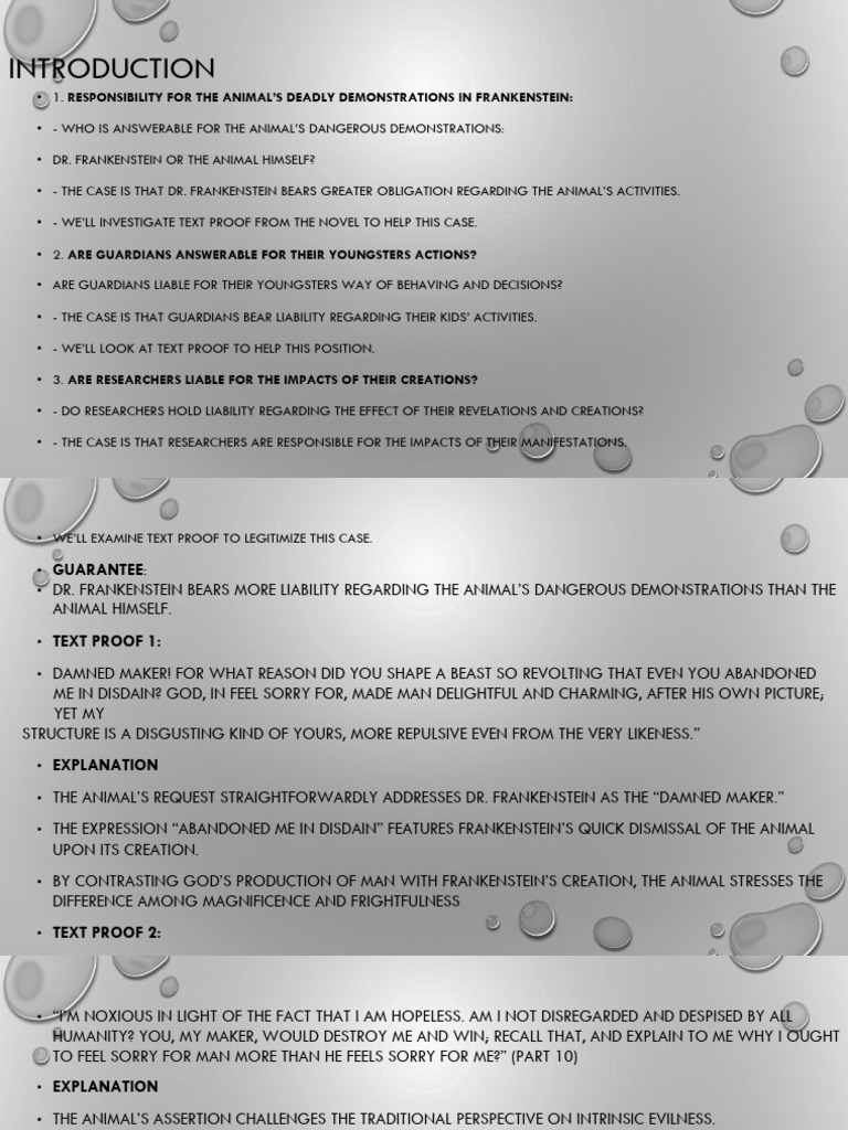 Responsibility in Frankenstein's Creation | PDF
