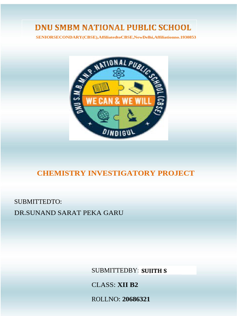 Chemistry Project Front Page Design | PDF