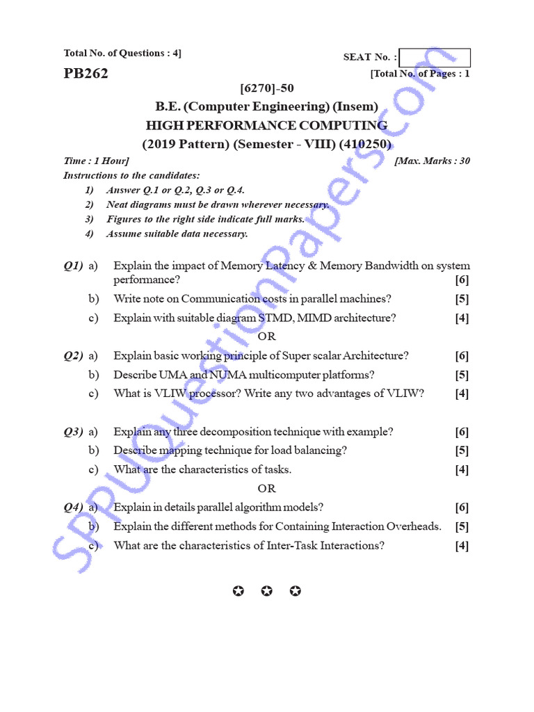 Be - Computer Engineering - Semester 8 - 2024 - March - High Performance Computing HPC 2019 ...