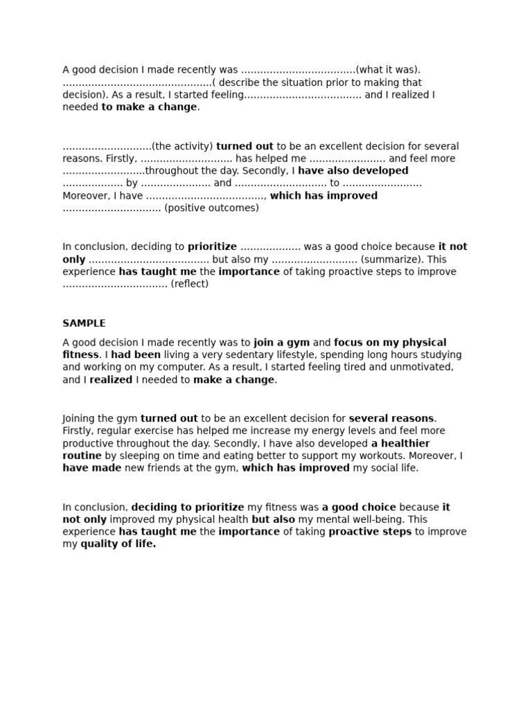 Framework and Sample Answer Part 2 - Decision Making | PDF