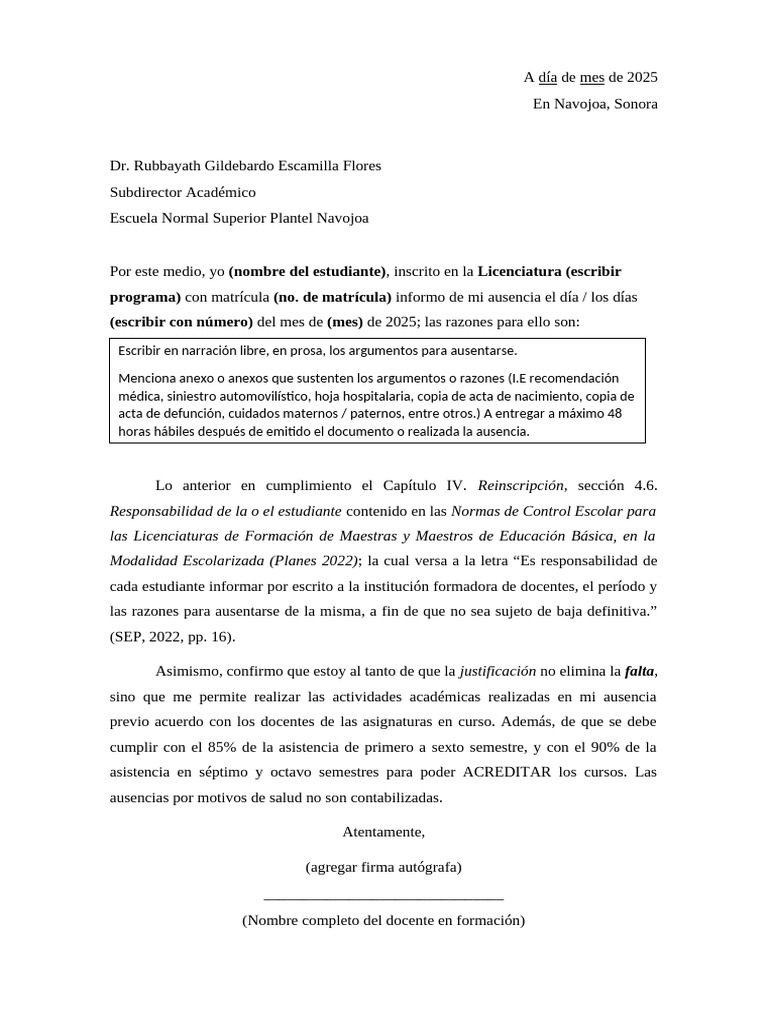 Notificación de Ausencia 2022 | PDF