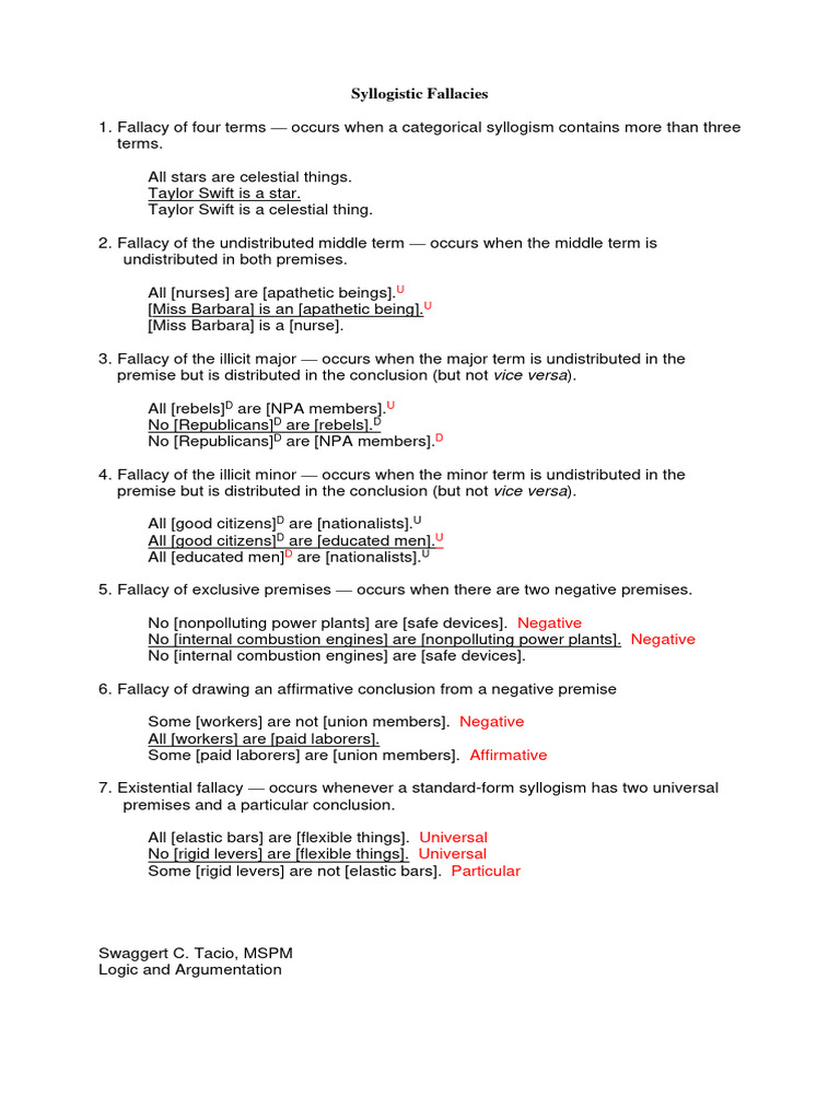 Syllogistic-Fallacies | PDF
