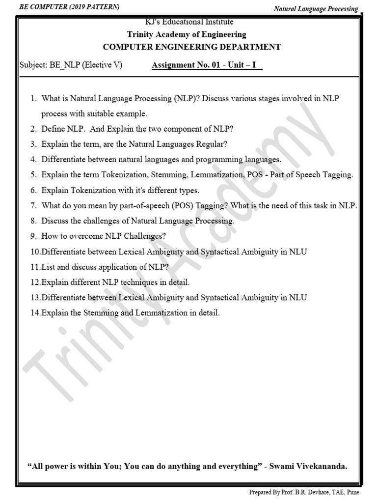 Unit 1 Assignment No 1_NLP | PDF
