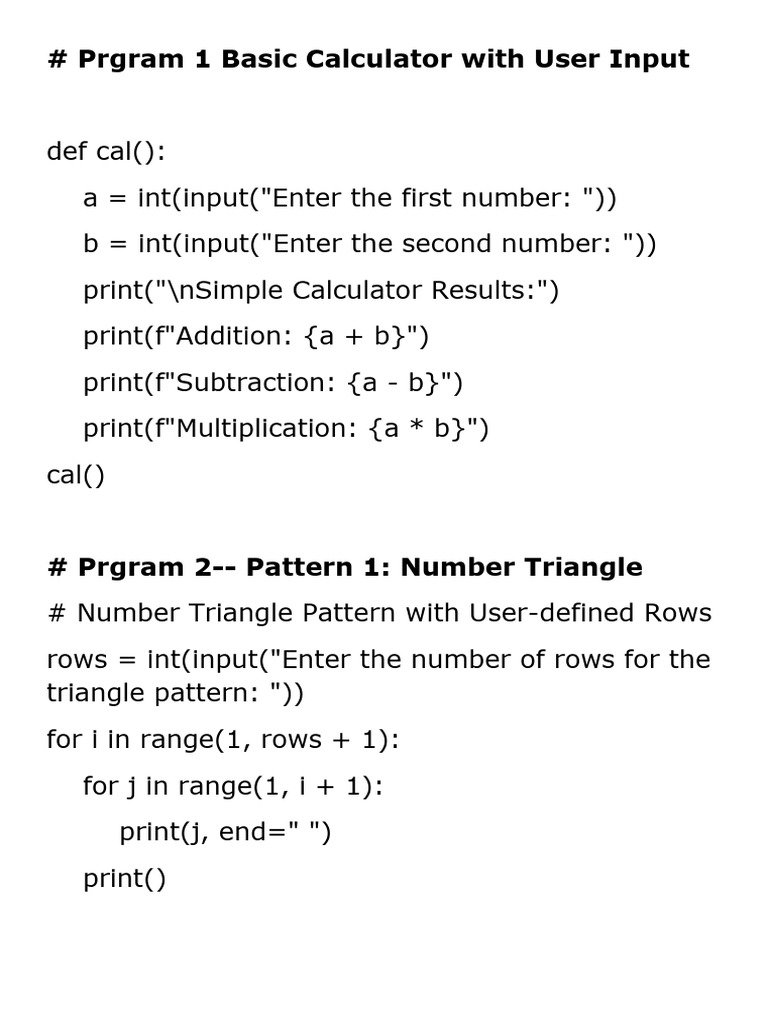 Python Patterns & Calculations Guide | PDF