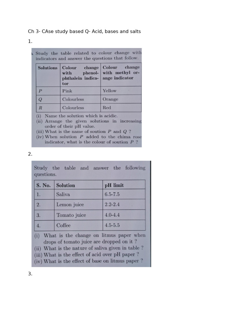 CH 3A - CAse Study Based Q - Acids, Bases and Salts | PDF