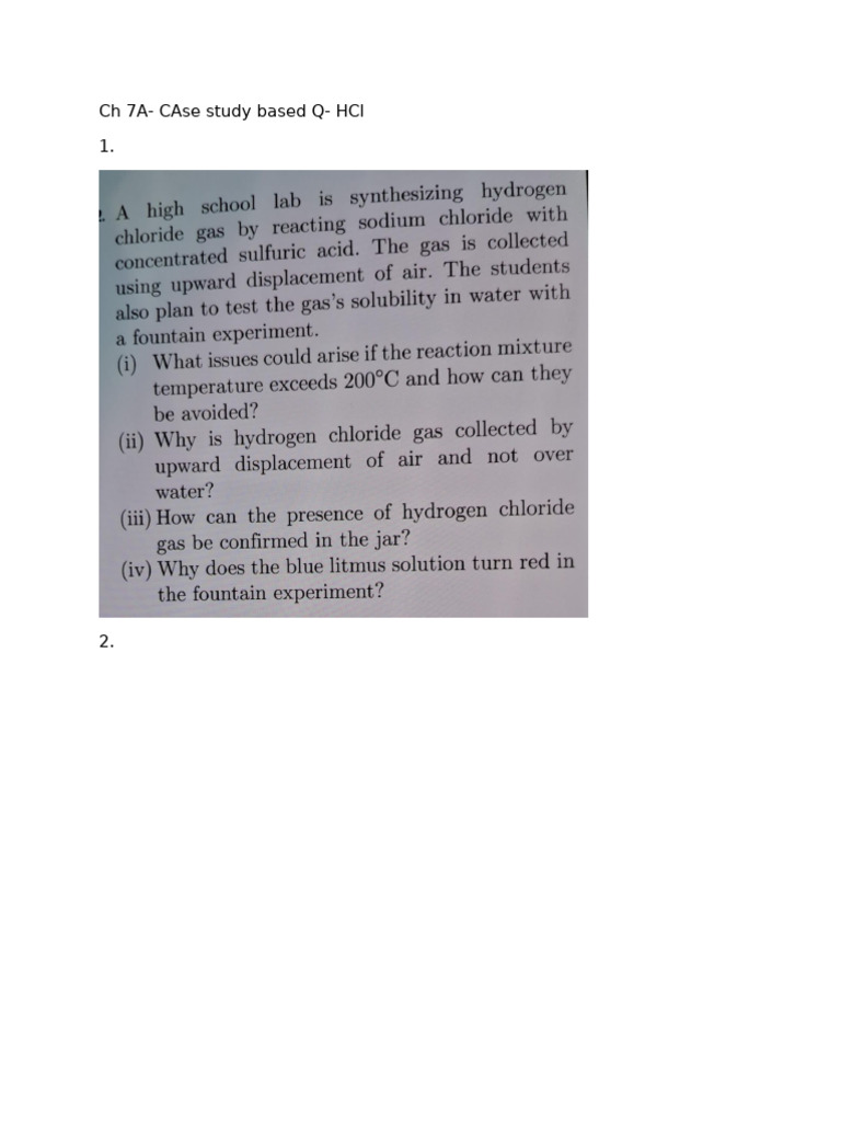 CH 7A - CAse Study Based Q - Hydrogen Chloride | PDF