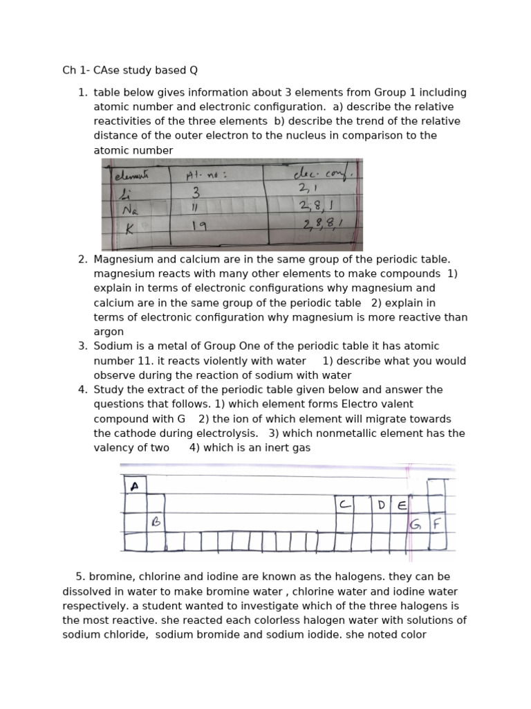 CH 1 - CAse Study Based Q - Chem | PDF | Iodine | Chemical Compounds