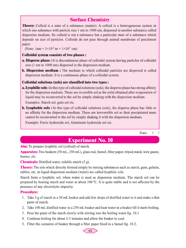 XI Exp.10 Starch Sol Preaparation | PDF