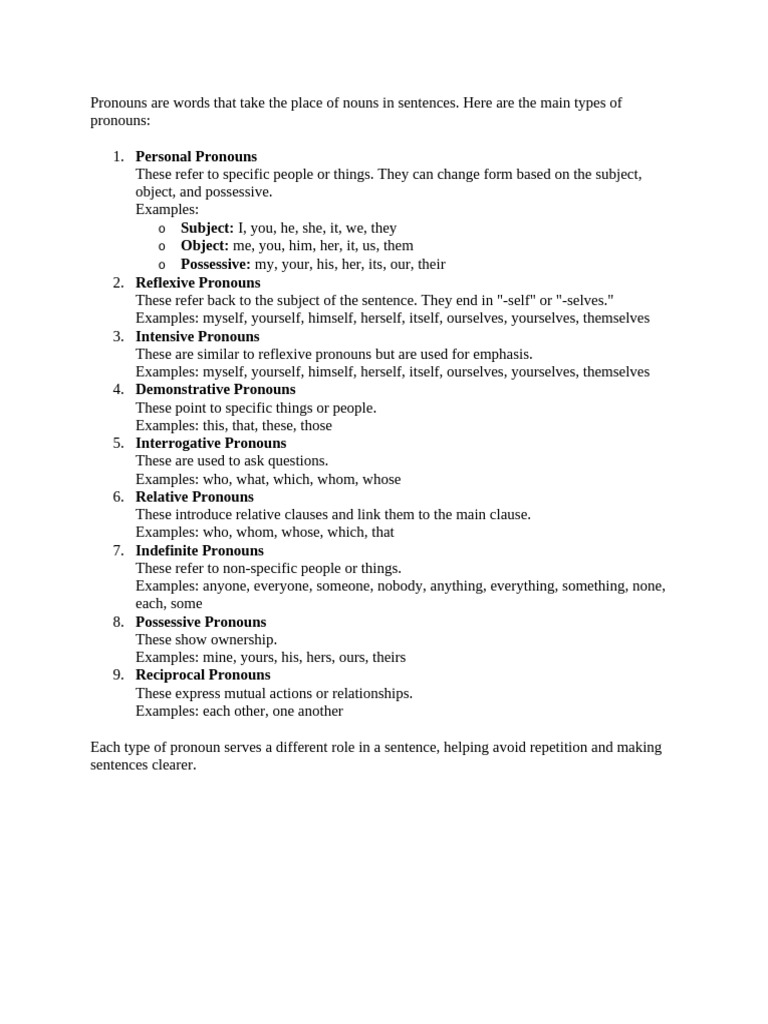 pronouns | PDF | Pronoun | Syntactic Relationships